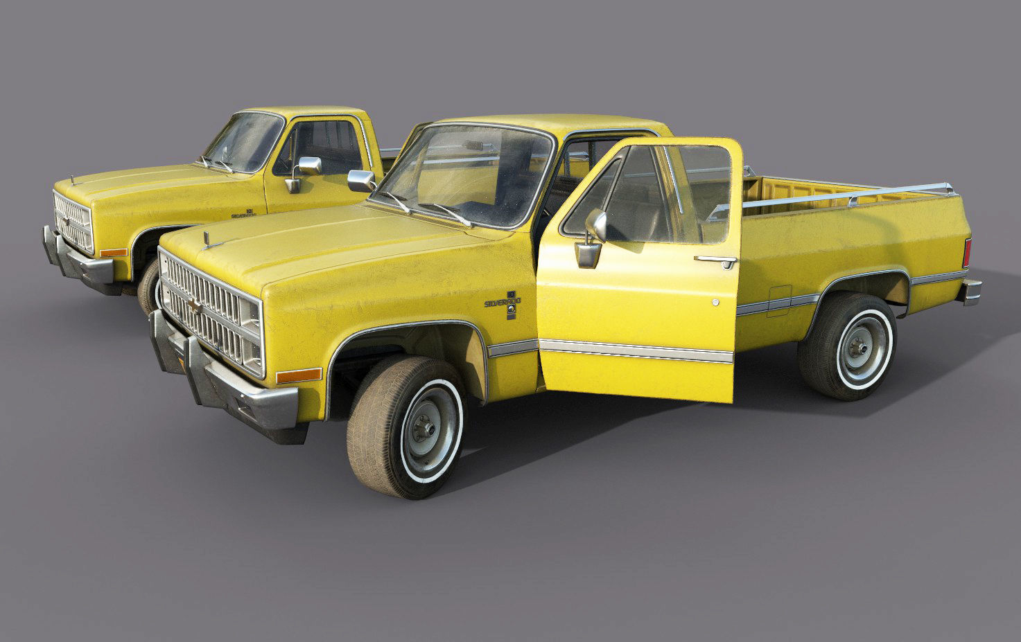 3D model Chevrolet C10 1982 Yellow VR / AR / low-poly | CGTrader