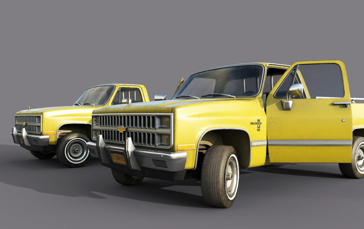 3D model Chevrolet C10 1982 Yellow VR / AR / low-poly | CGTrader