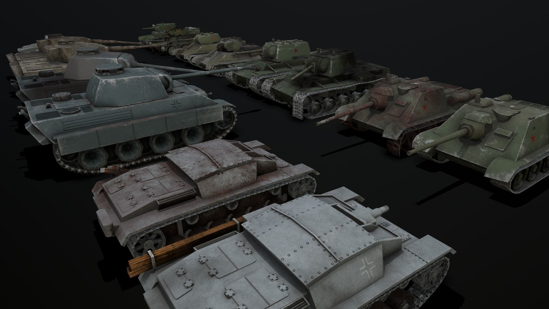 3D model Tanks Pack World War 2 VR / AR / low-poly | CGTrader