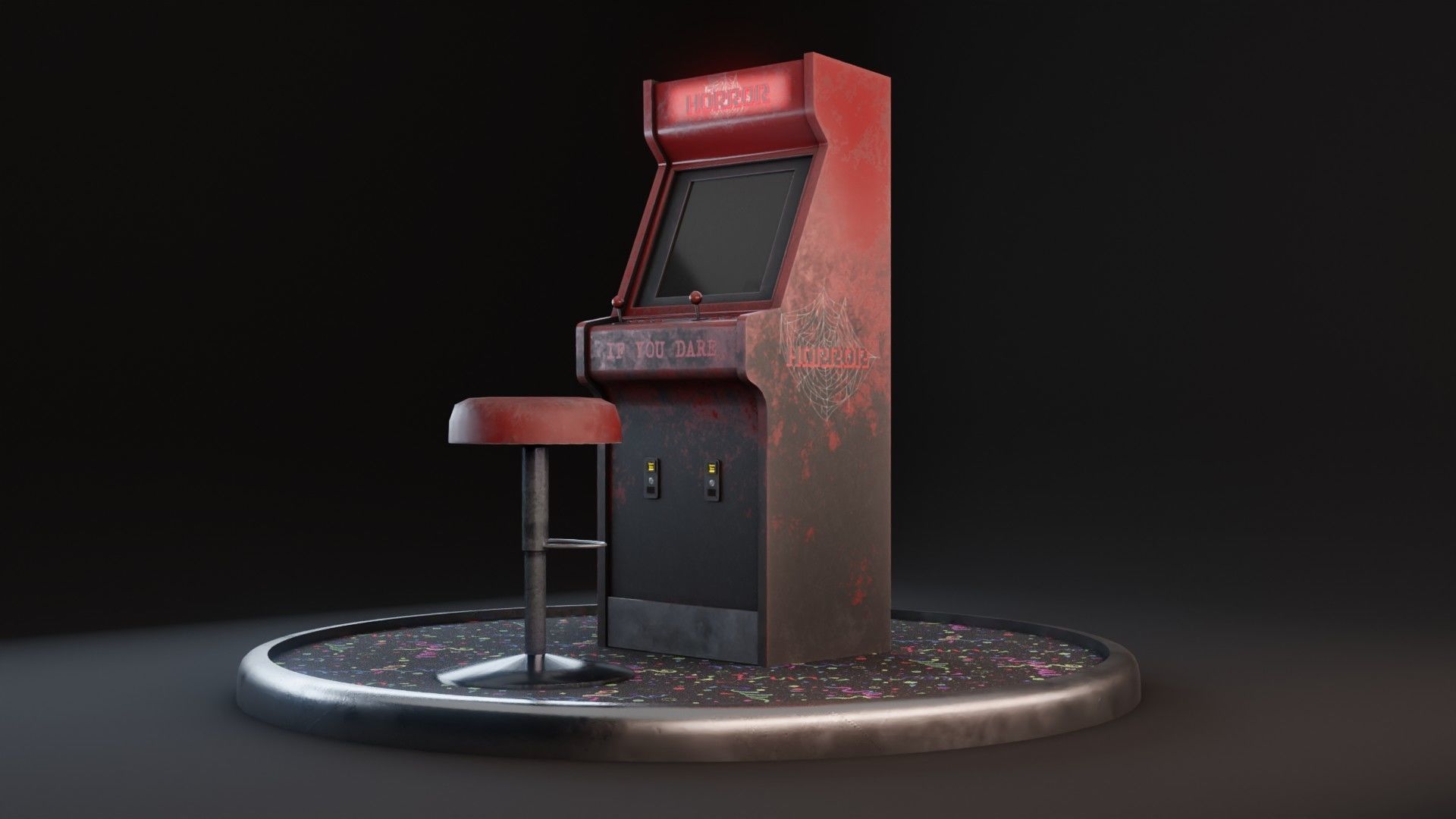 3D model 4 Arcade Machines with Chair - Retro - Game Ready VR / AR ...