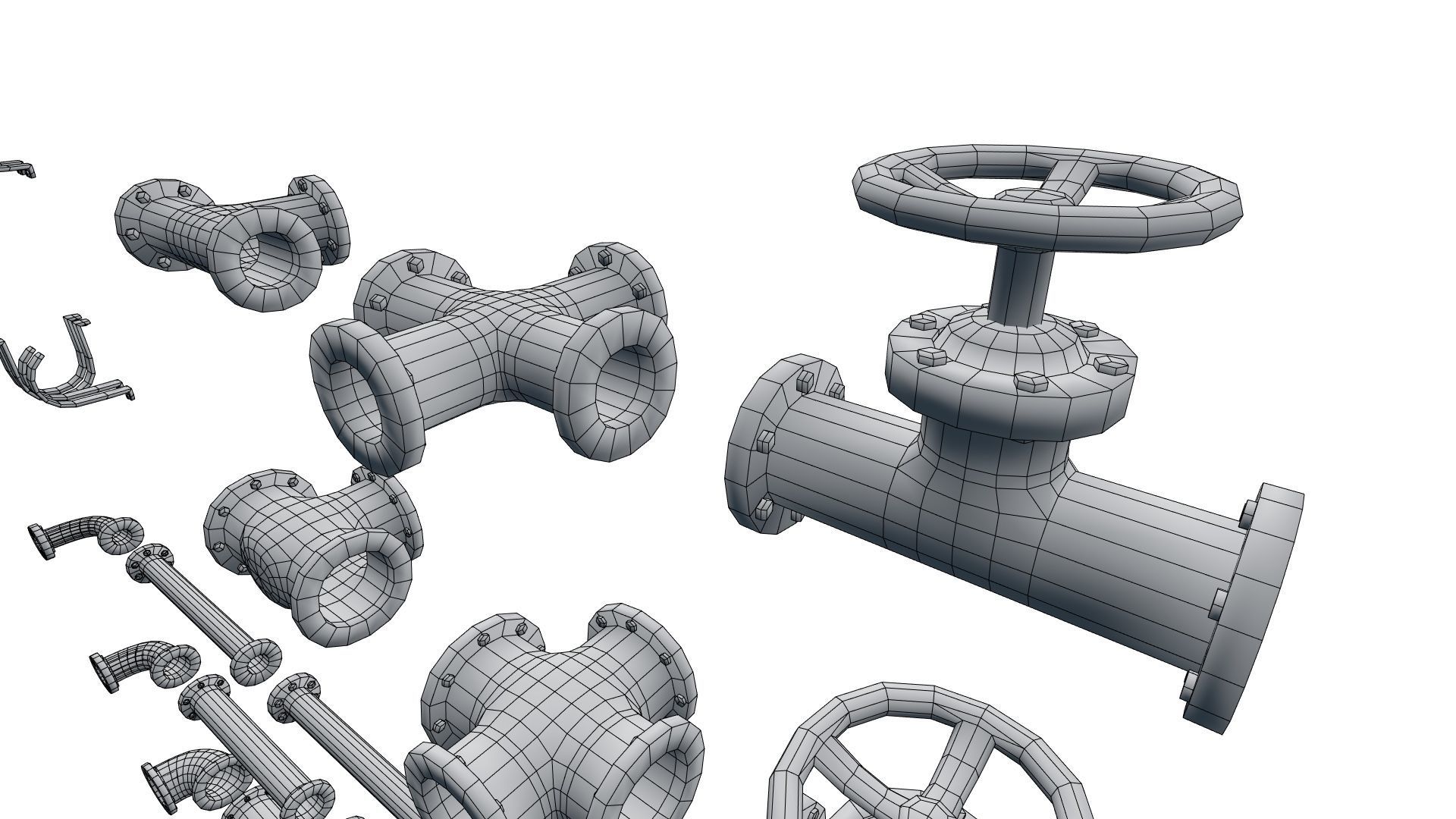 3D model Low Poly Modular PBR Pipe Asset Collection VR / AR / low-poly ...