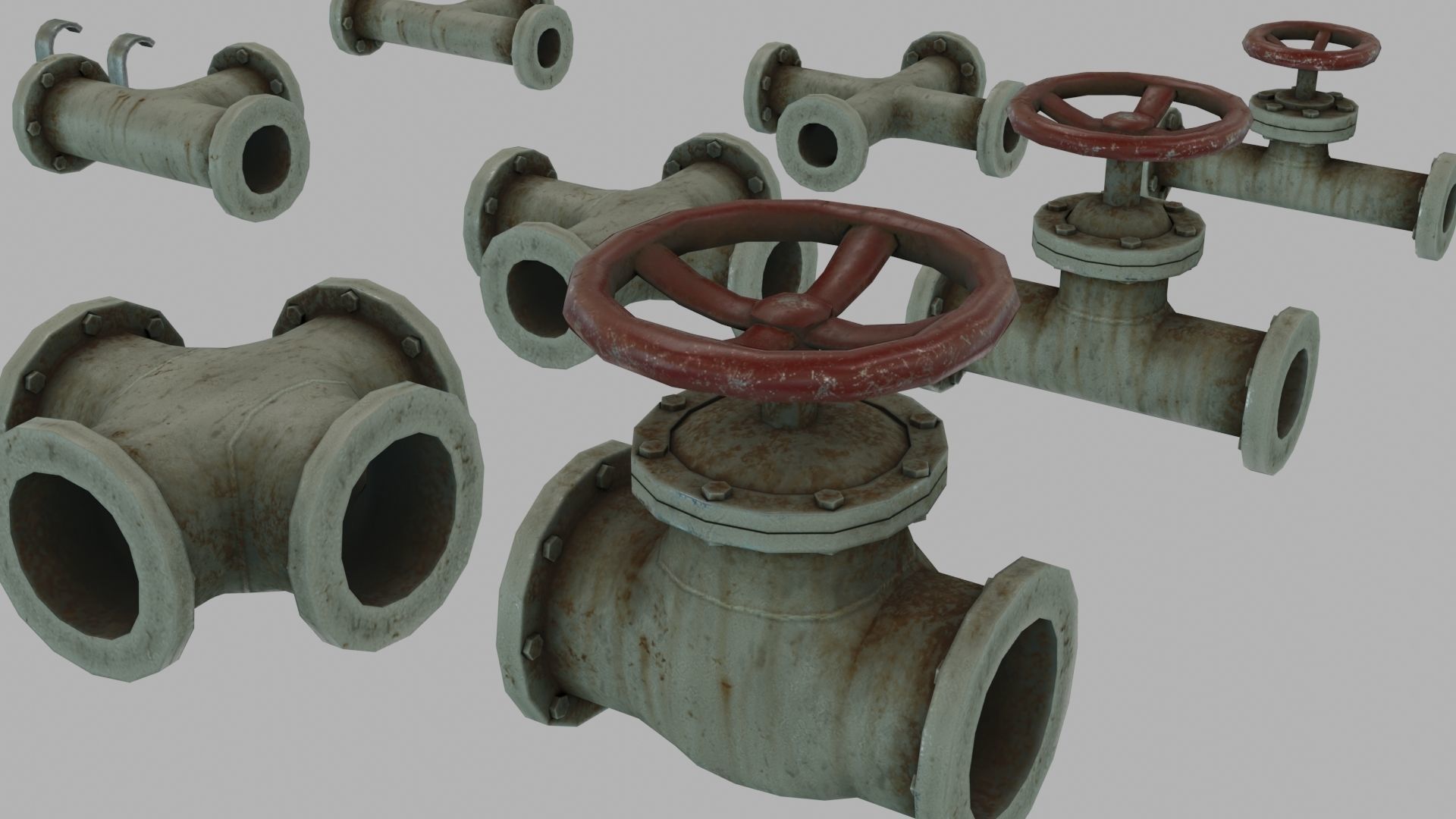 3D model Low Poly Modular PBR Pipe Asset Collection VR / AR / low-poly ...
