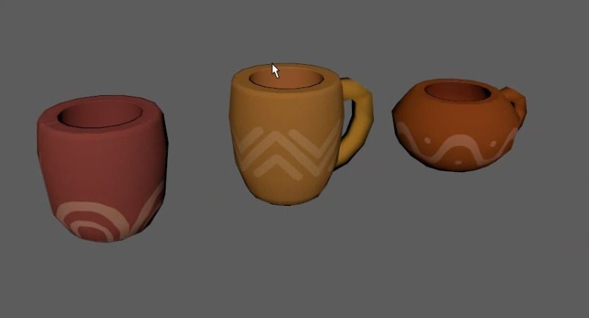 Clay cups 3D model rigged | CGTrader