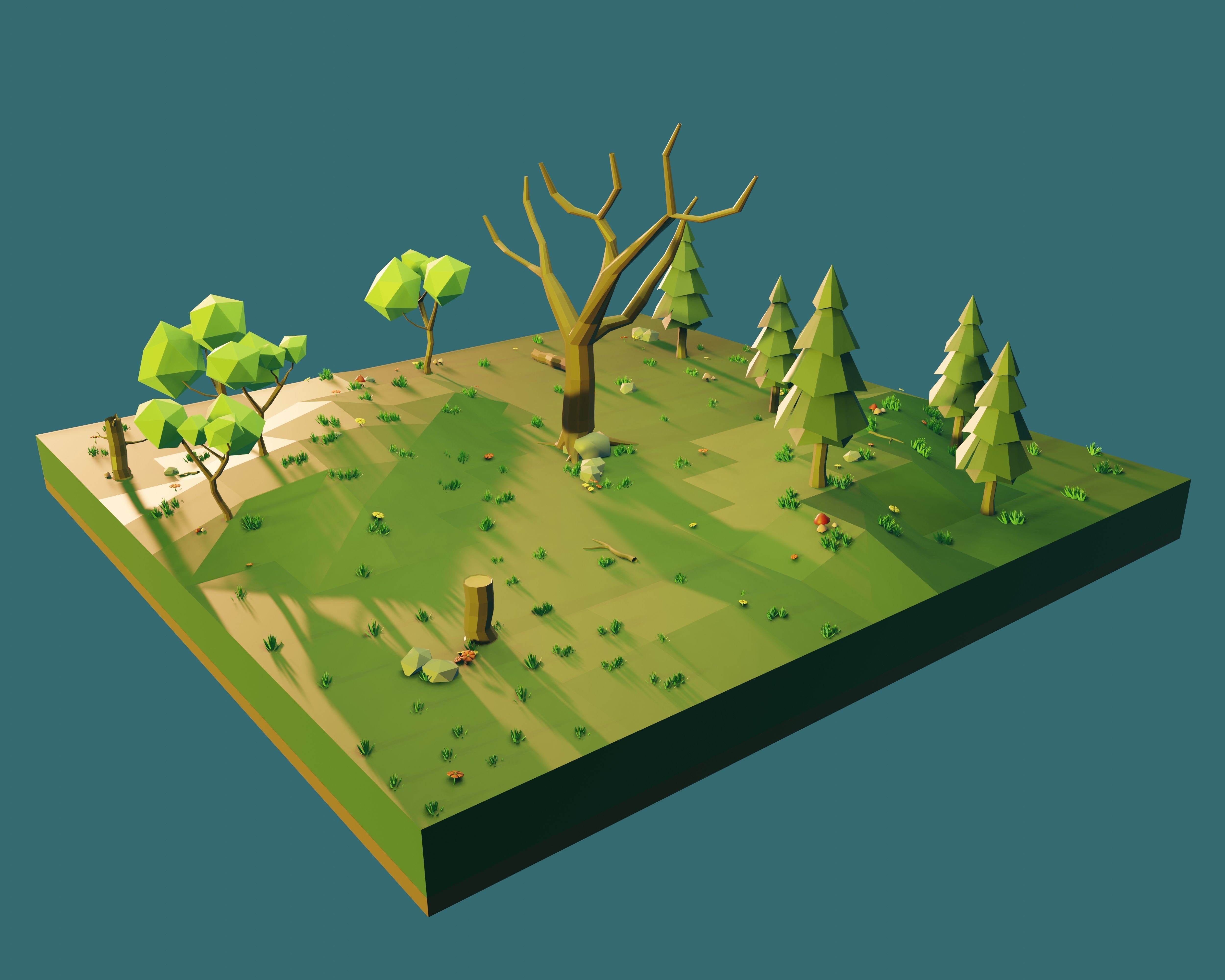 Low poly Forest free VR / AR / low-poly 3D model | CGTrader