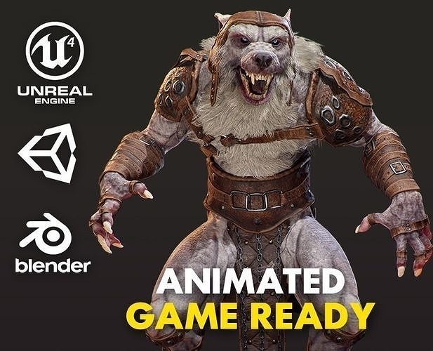 3D model Armored Werewolf Commander VR / AR / low-poly rigged animated ...