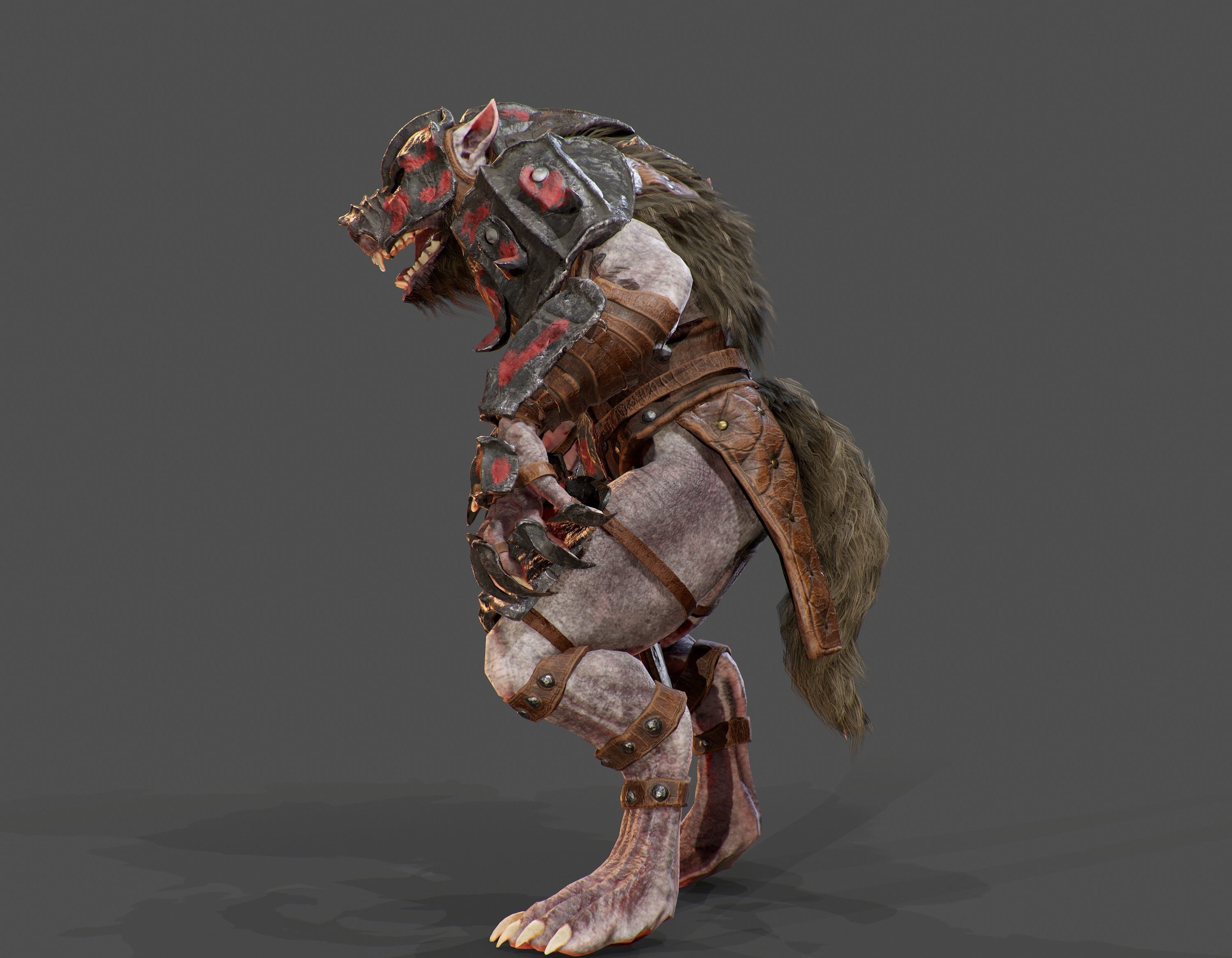3D model Armored Werewolf Commander VR / AR / low-poly rigged animated ...