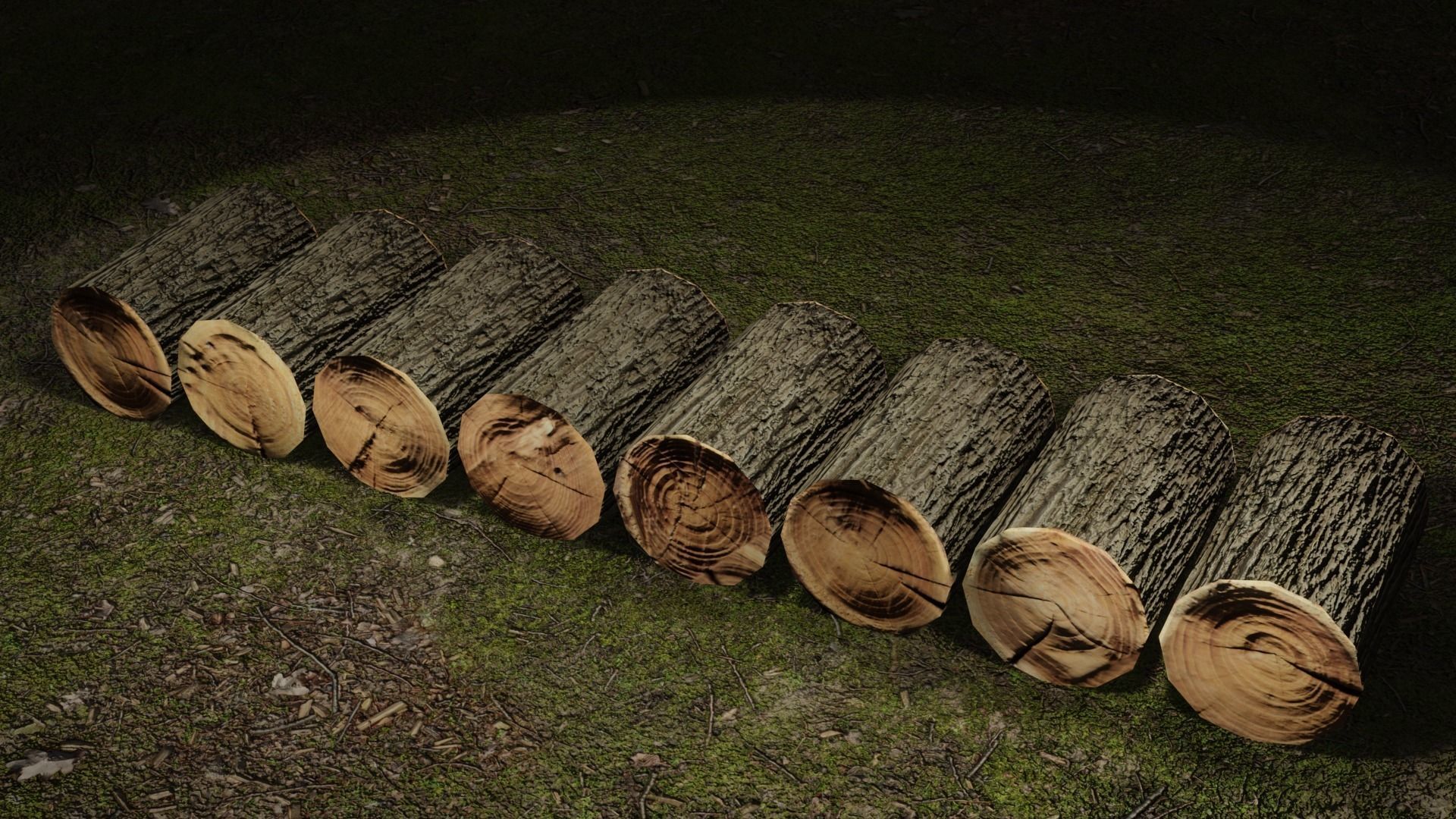 3D model low poly logs wood in row VR / AR / low-poly | CGTrader