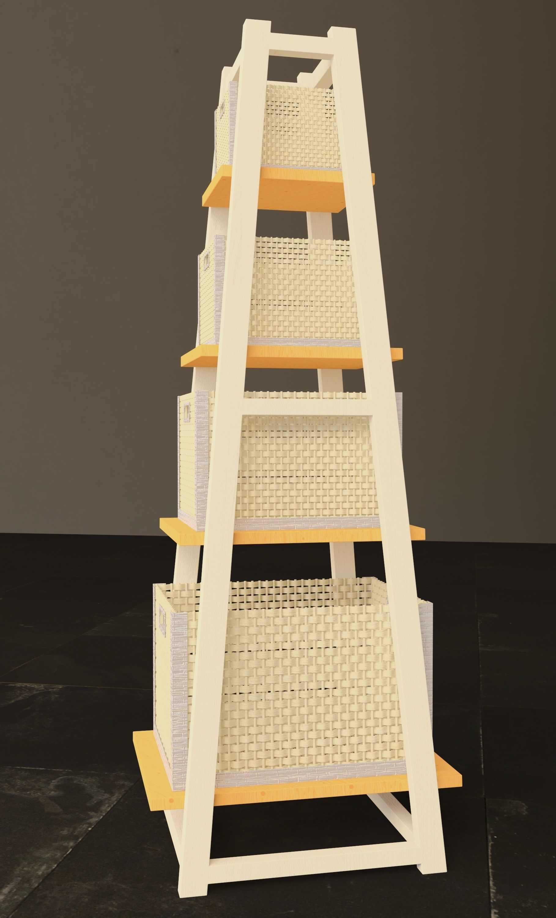 straw baskets on shelf 3D model | CGTrader