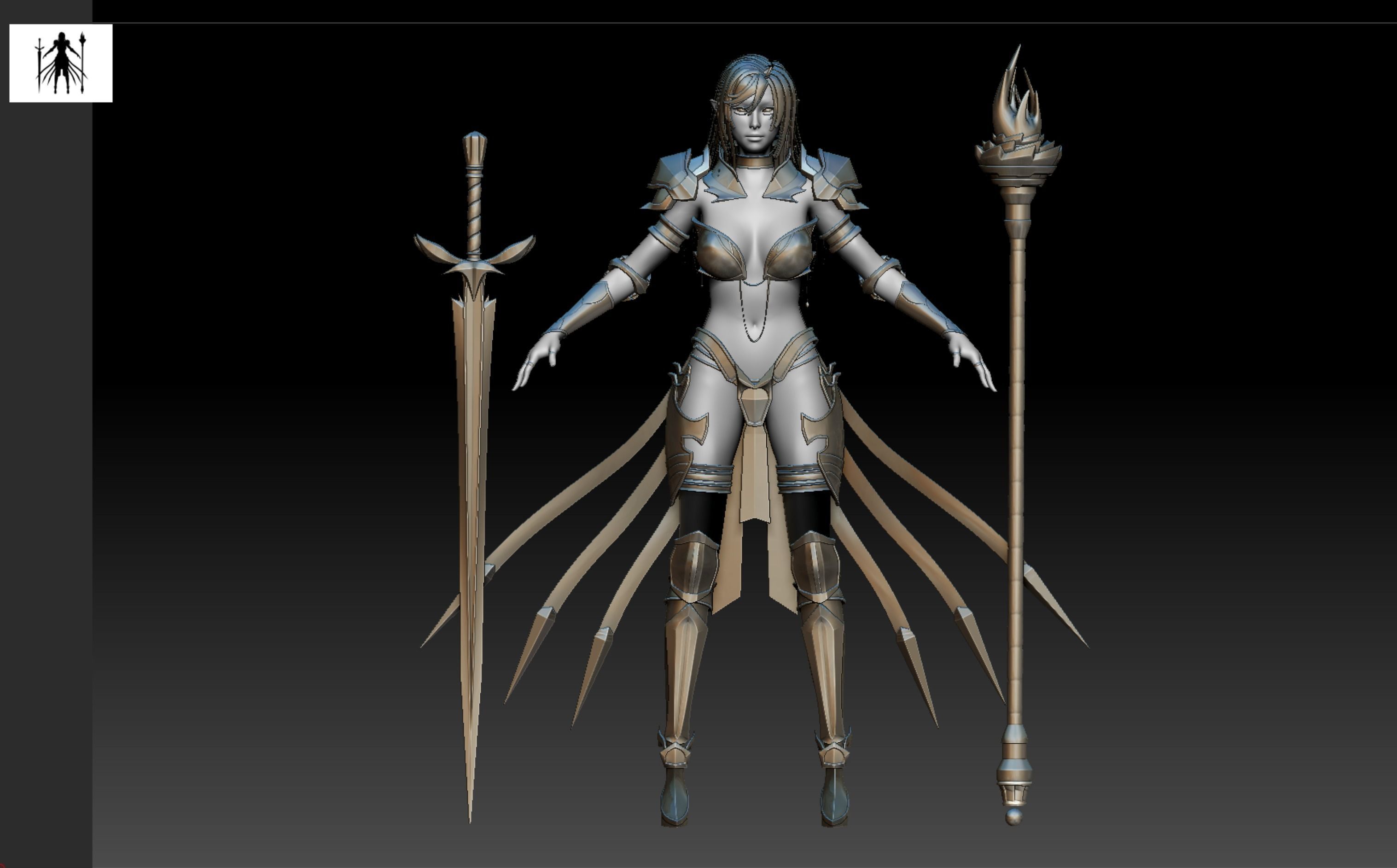 Elf Swordmaster and Wizard with Weapons free 3D model | CGTrader