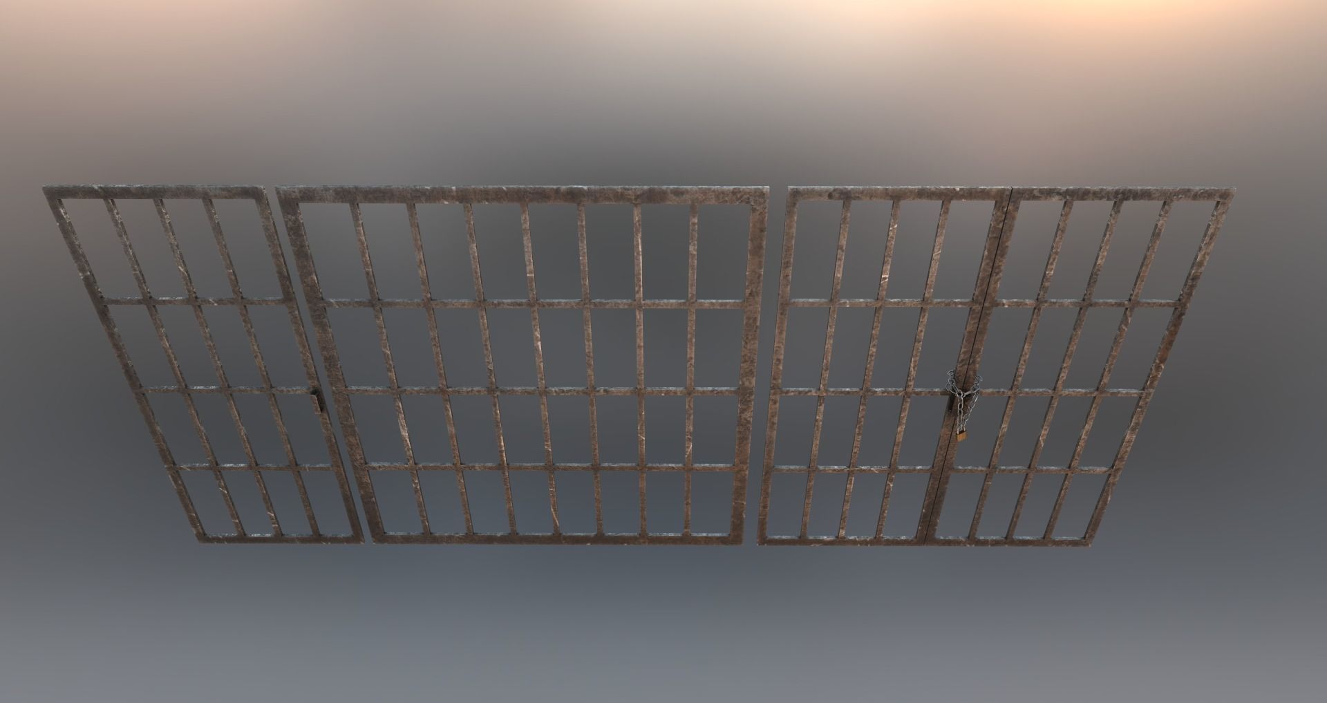 3D model Iron Dungeon Prison Bars With Chains and Padlock PBR VR / AR ...
