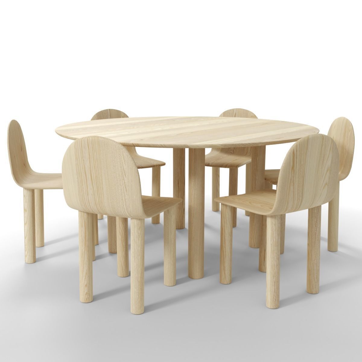 Sen wood table and chairs 3D model | CGTrader