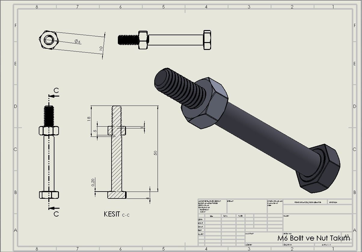 Bolt and Nut M6 thread Suitable for 3D Printing 3D model 3D printable ...