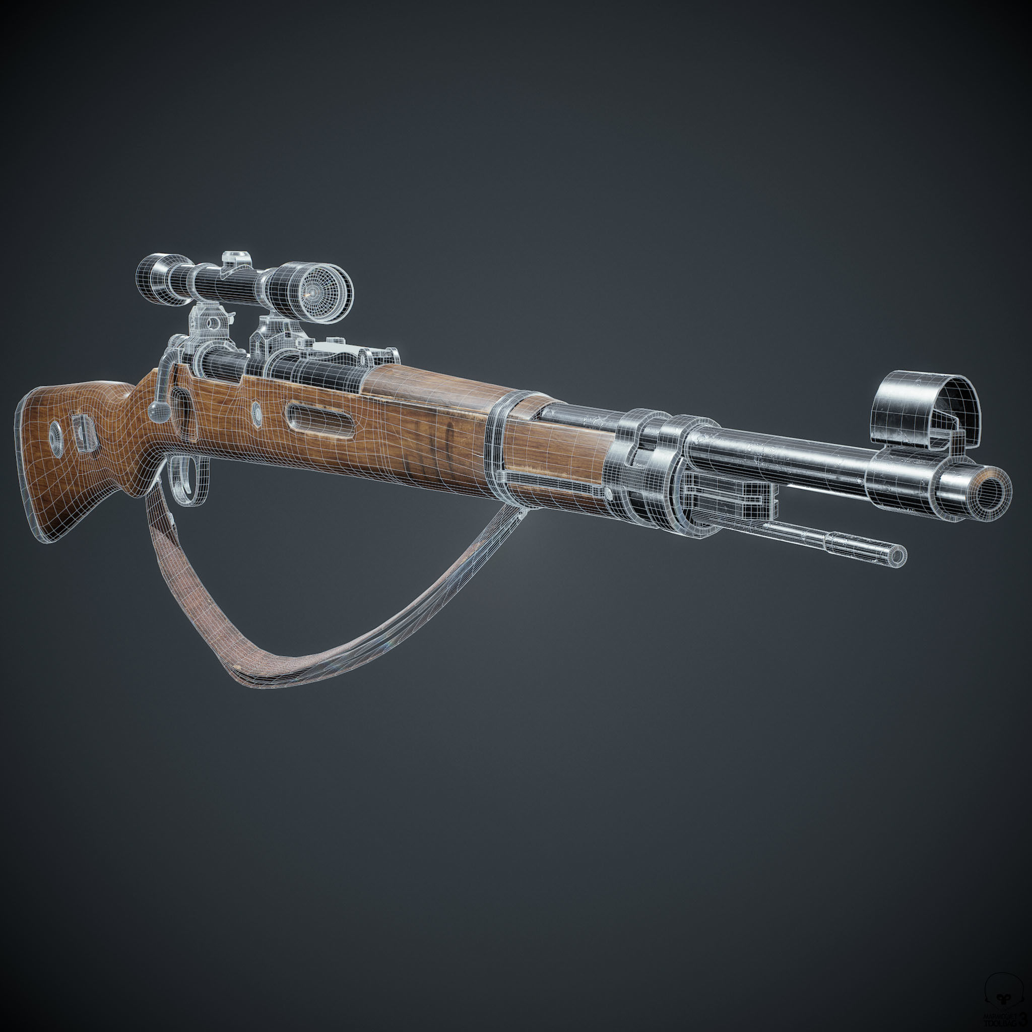 3D model PBR Kar98 k Sniper Rifle Low-poly 3D model VR / AR / low-poly ...