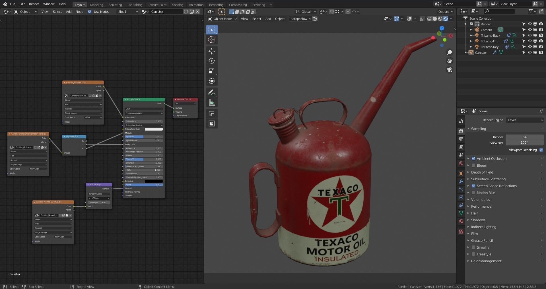 3D model Old TEXACO Motor Oil Barrel and Canister VR / AR / low-poly ...