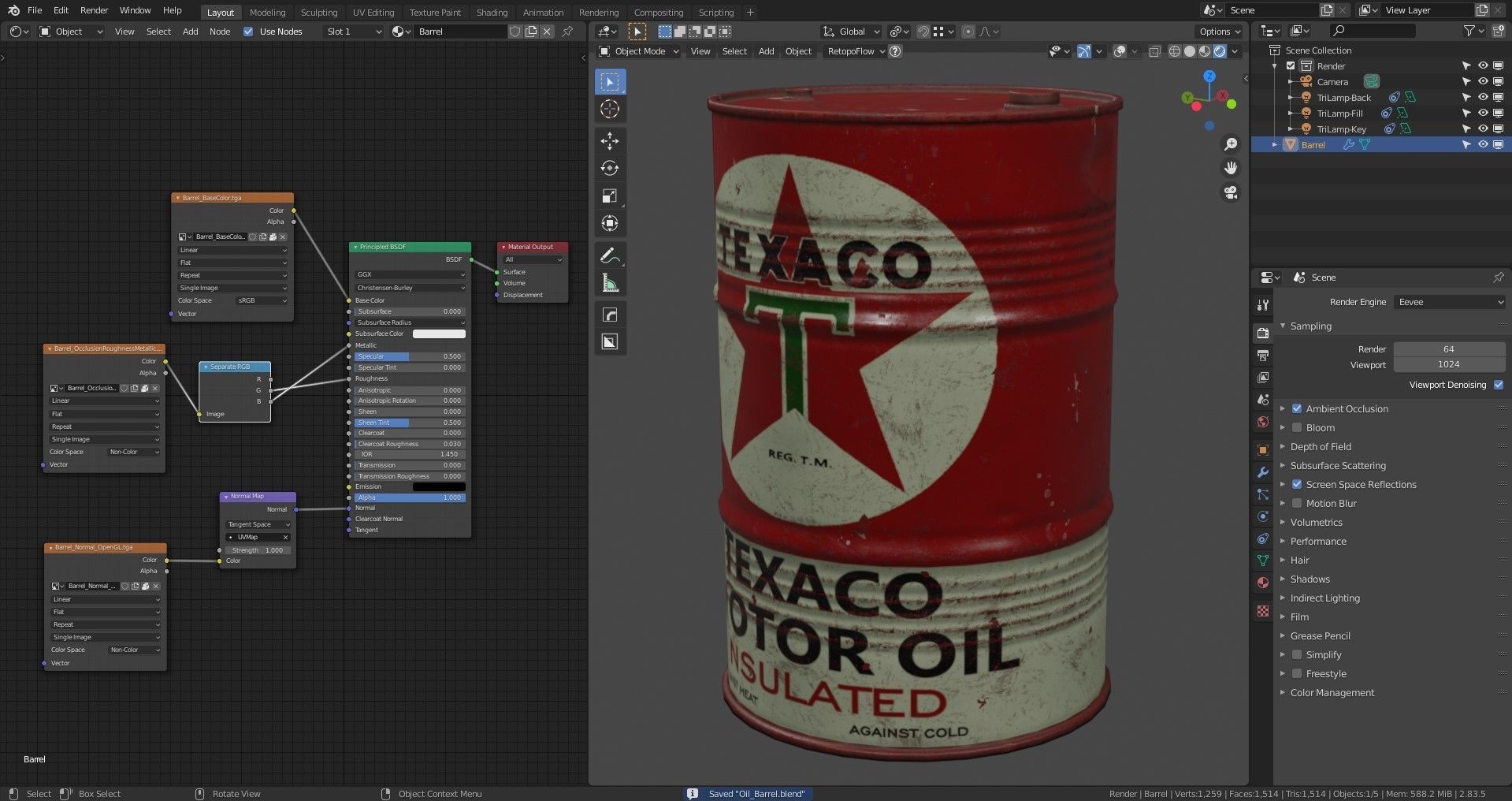 3D model Old TEXACO Motor Oil Barrel and Canister VR / AR / low-poly ...