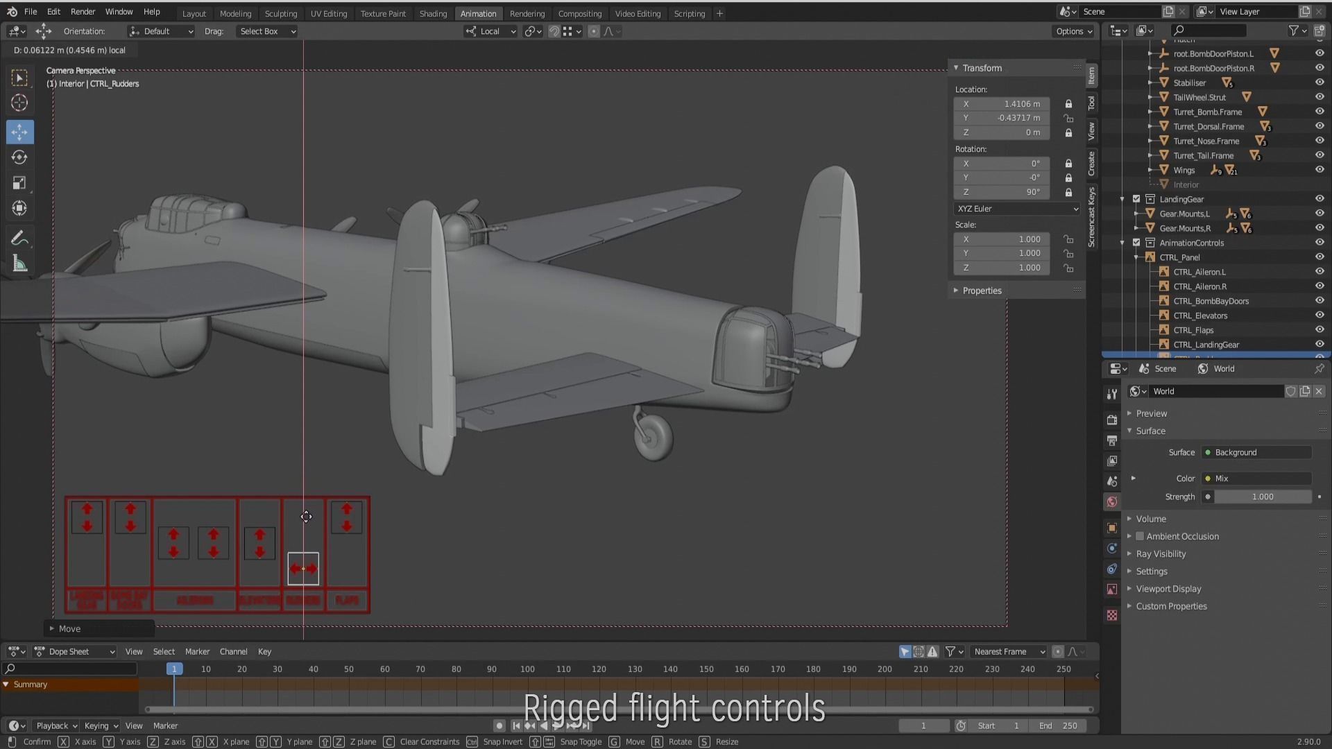 Avro Lancaster B mk1 3D model animated rigged | CGTrader