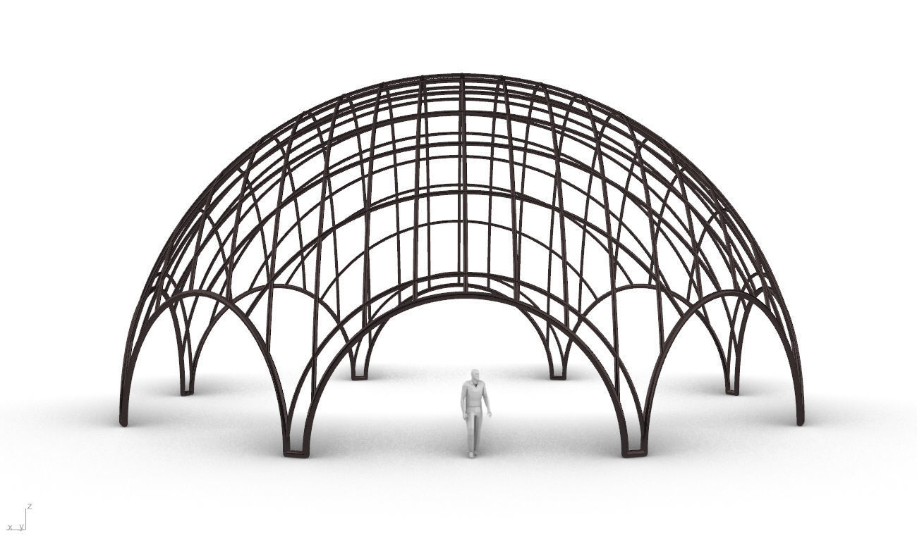 Octagonal Dome with Diagonal Wireframe Structure 3D model | CGTrader