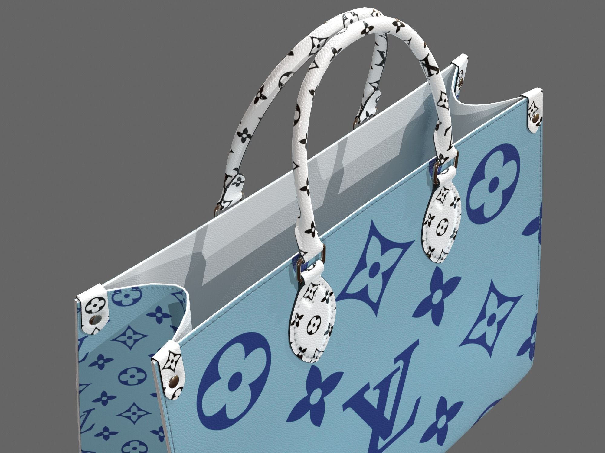 3D model Louis Vuitton Bag Onthego Giant Monogram Blue White VR / AR ...