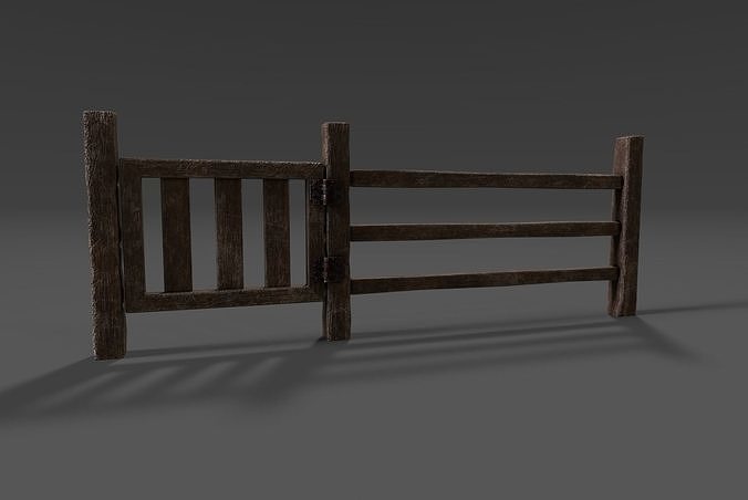 Modular Split Rail Fence for Environment Design with gate 3D model ...