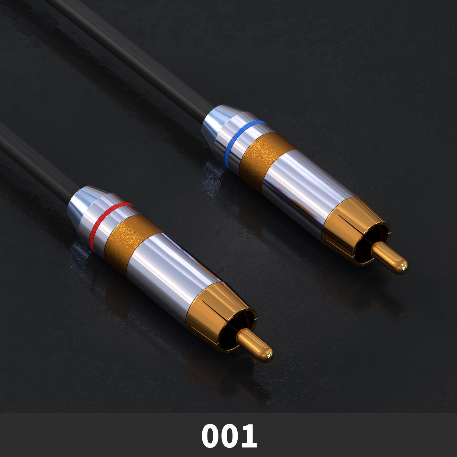 3D model RCA Connector 3D model audio cable college VR / AR / low-poly ...