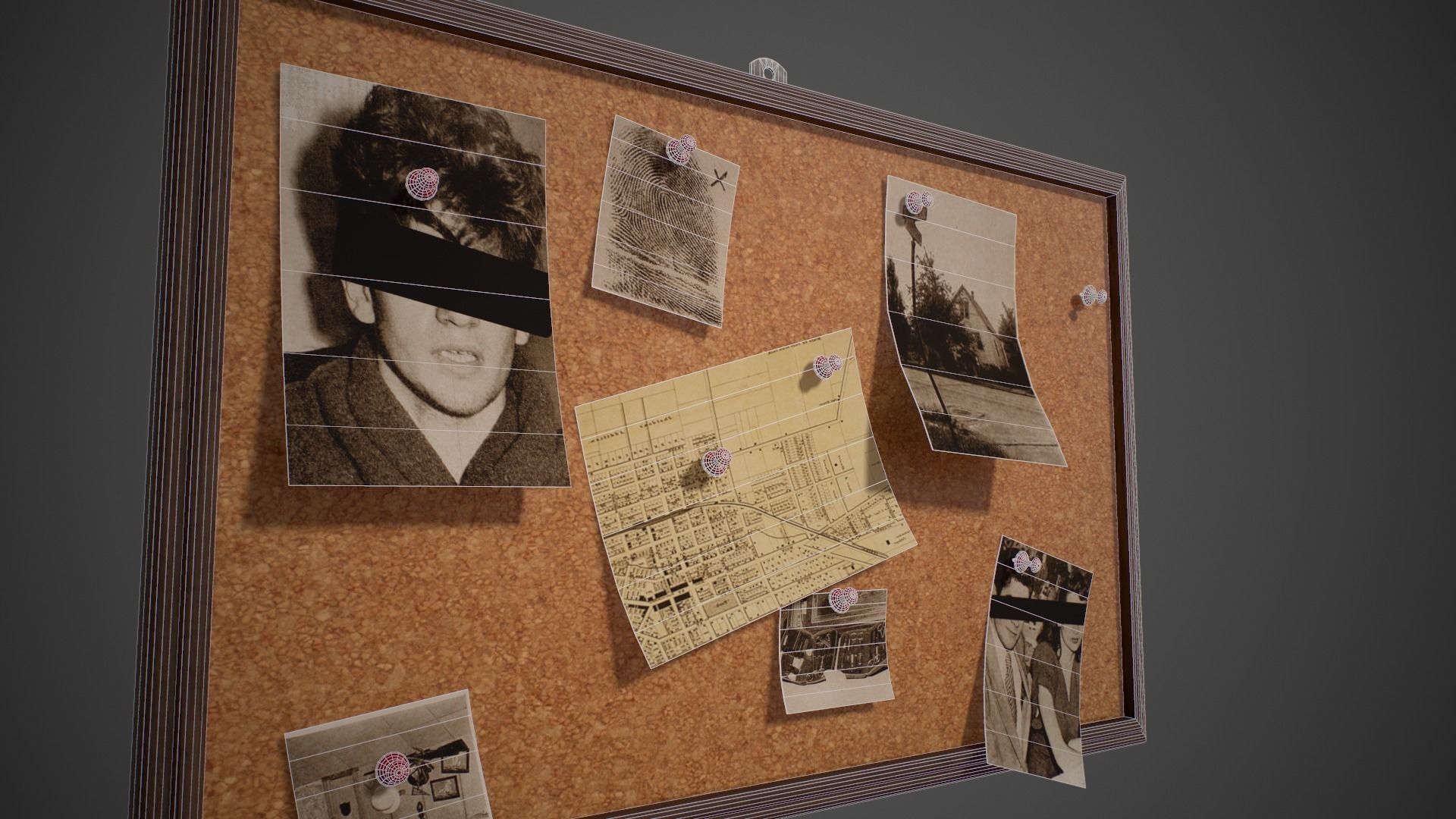 3D model Detective Pinboard VR / AR / low-poly | CGTrader