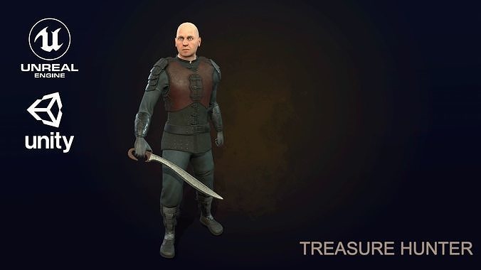 Treasure hunter 3D model animated rigged | CGTrader
