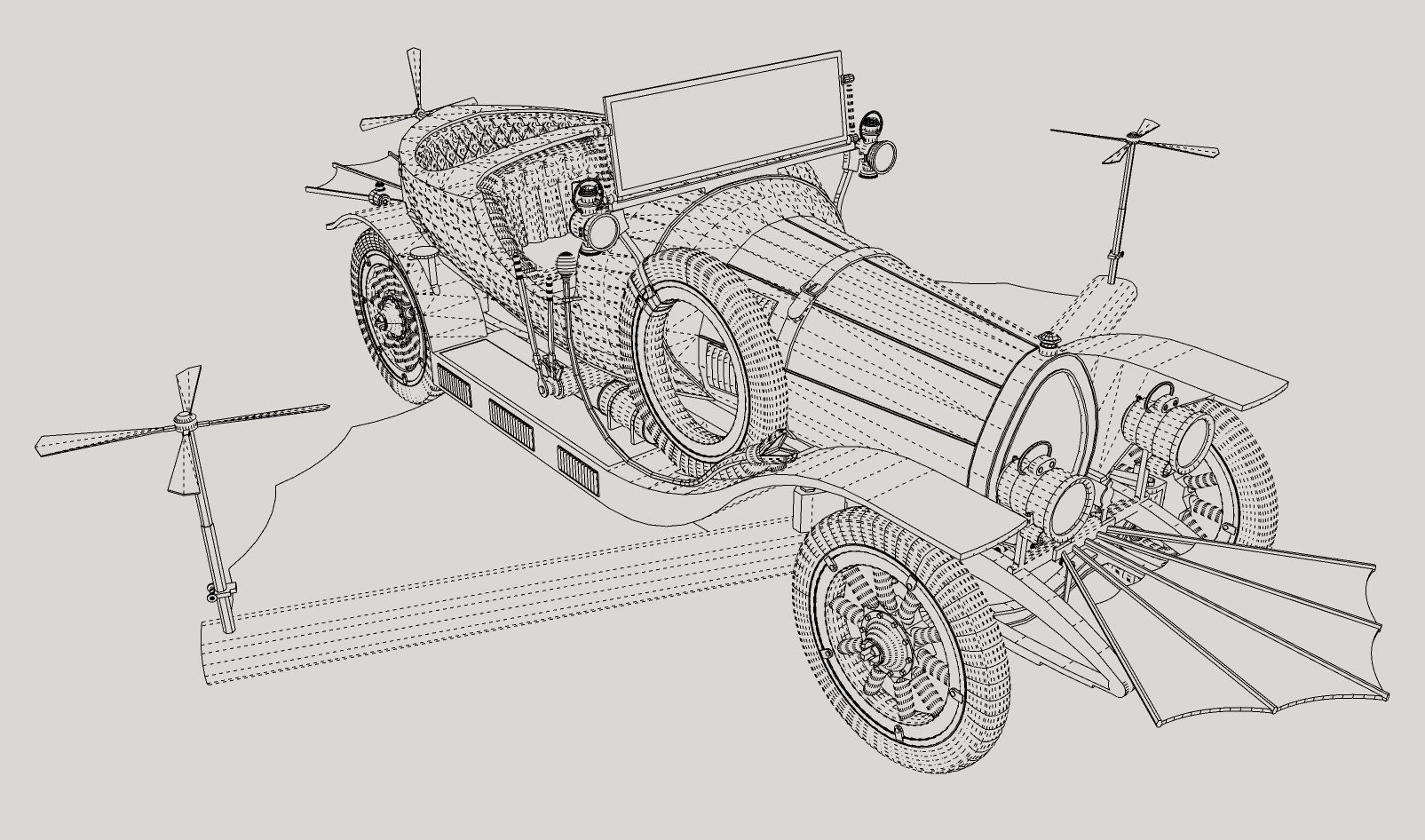 Chitty Chitty Bang Bang car PRINTABLE LOW POLY 3D model 3D printable ...
