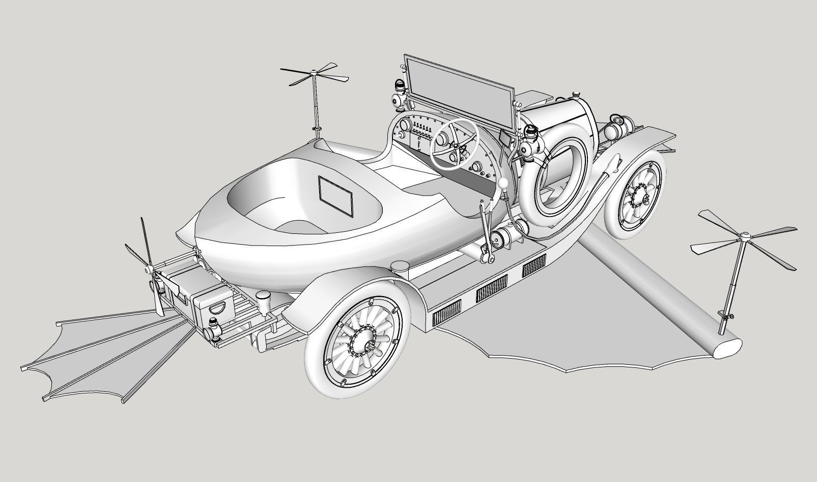 Chitty Chitty Bang Bang car PRINTABLE LOW POLY 3D model 3D printable ...