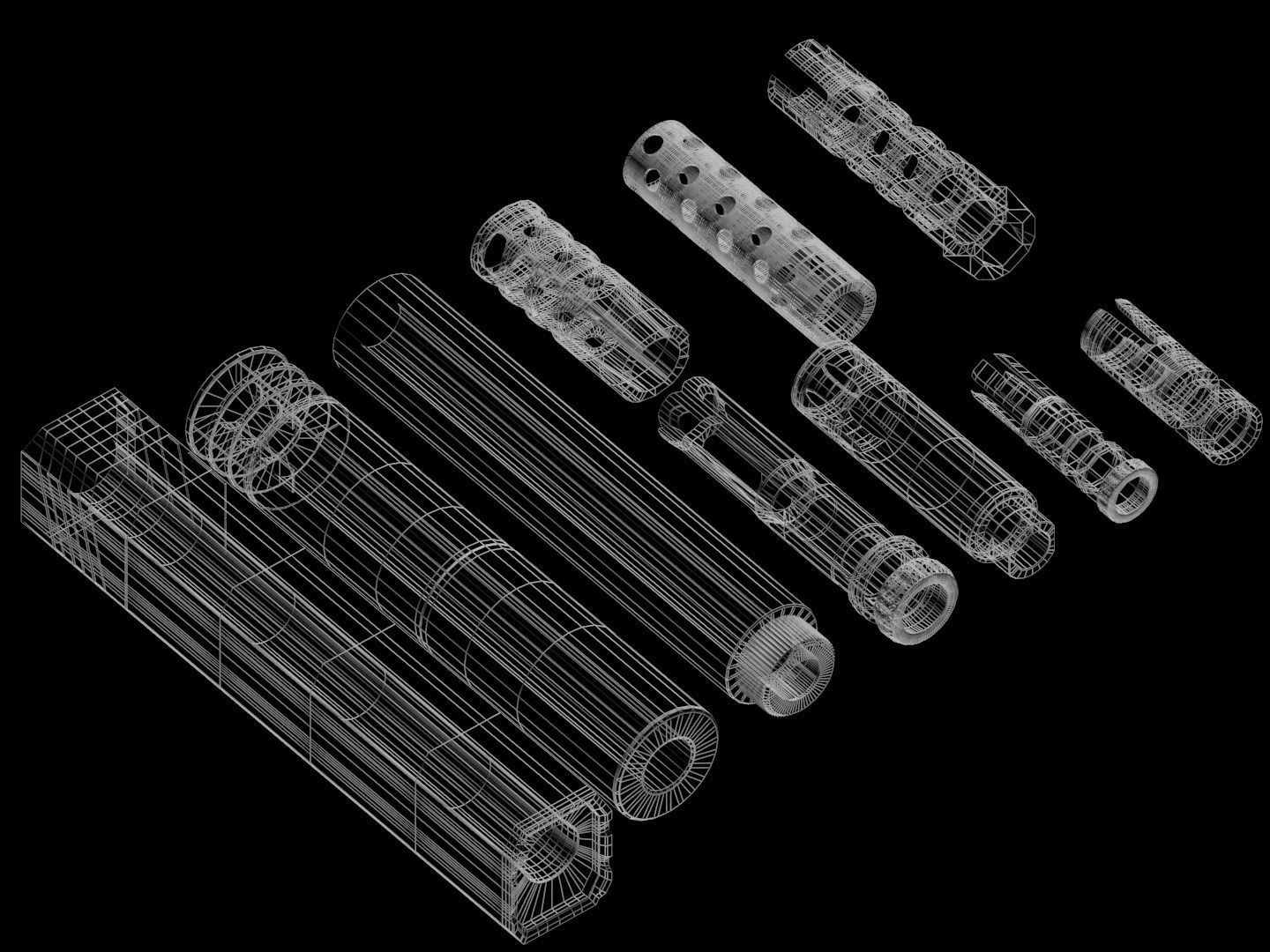 3D model Barrel Attachments Pack - Flash - Muzzle - Suppressor - PBR VR ...
