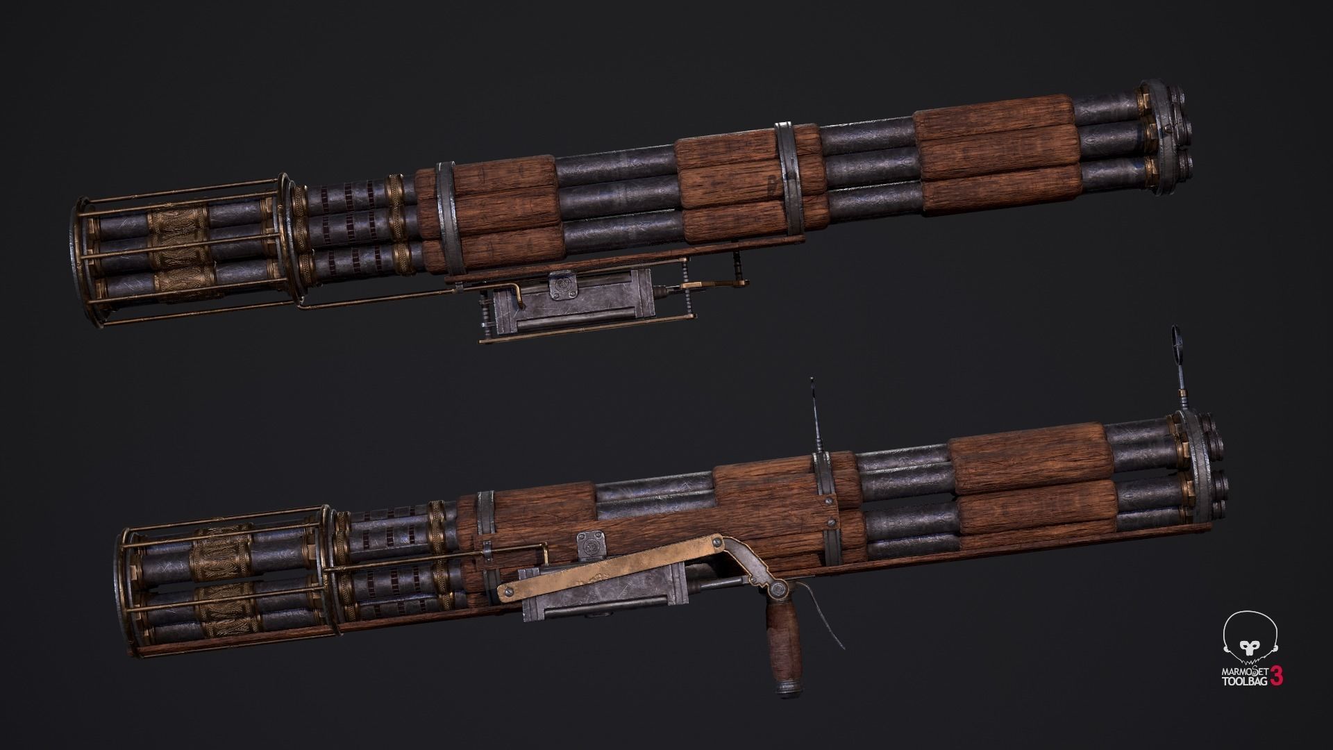 3D model Steampunk Rocket Launcher PBR Low-Poly Game Ready VR / AR ...