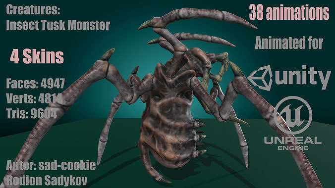 3D model Insect Tusk Monster VR / AR / low-poly rigged animated | CGTrader