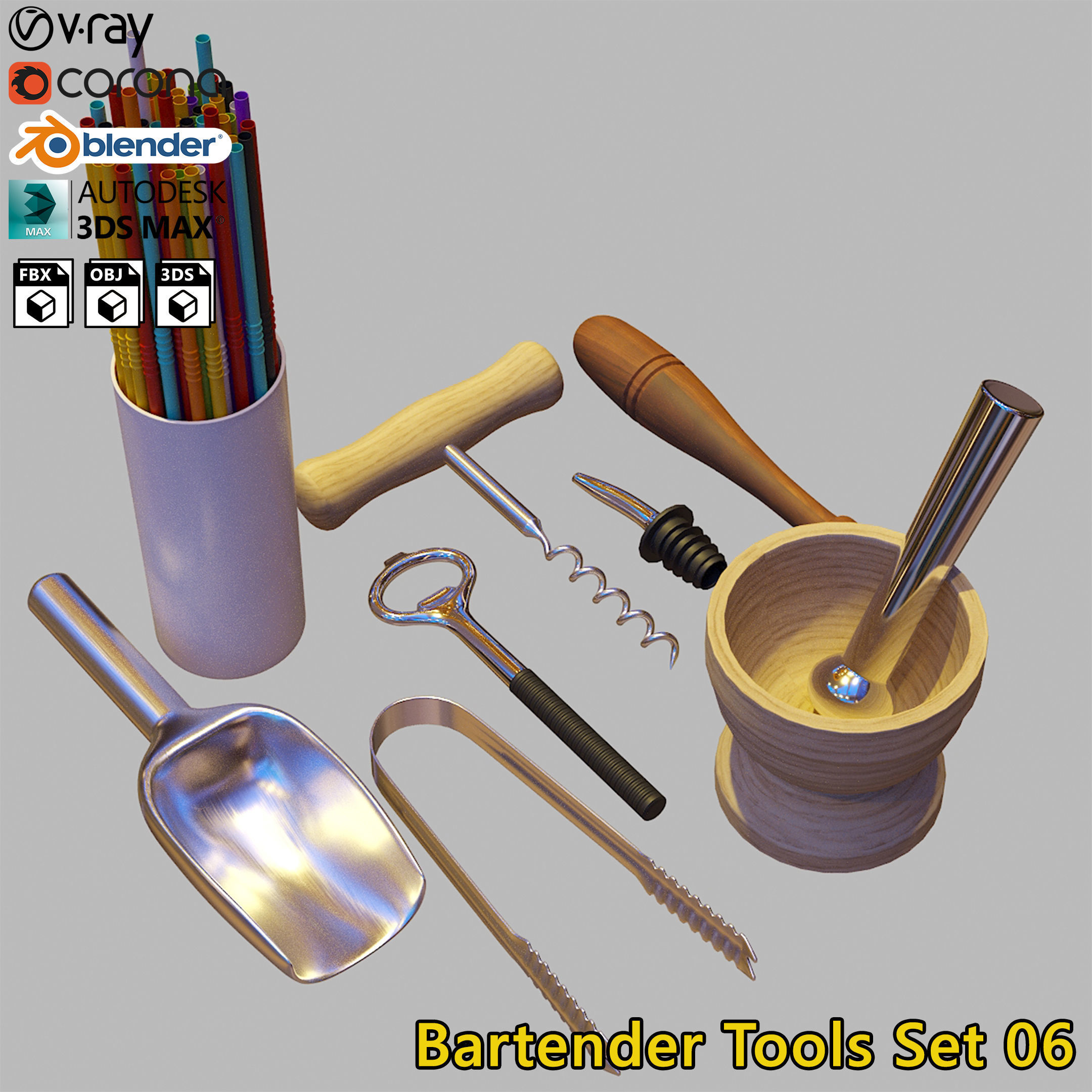 Bartender Tools Set 06 3D model | CGTrader