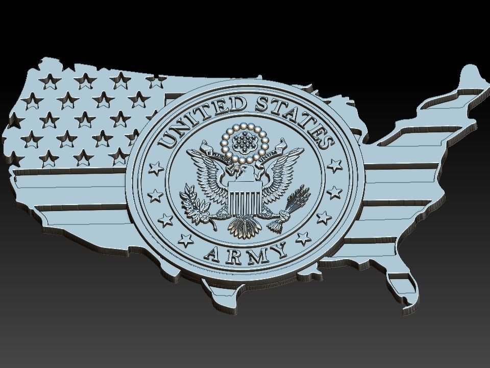 USA United States Map and Army Eagle 3D STL Model for CNC 3D model ...