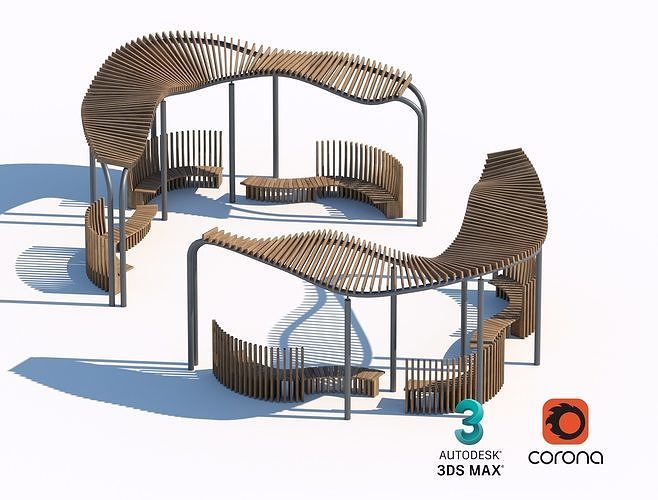 parametric wooden park bench 3D model | CGTrader