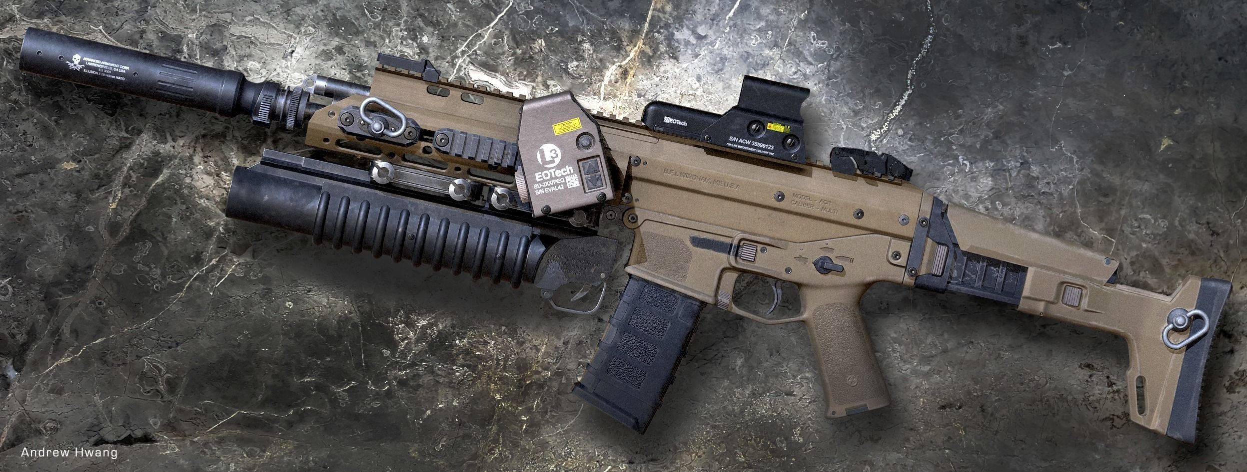 ACR Rifle 2x Color Versions Black and Tan 3D model | CGTrader