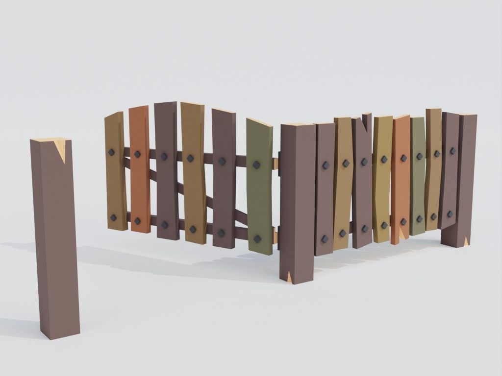 3D model Low poly set of fences VR / AR / low-poly | CGTrader