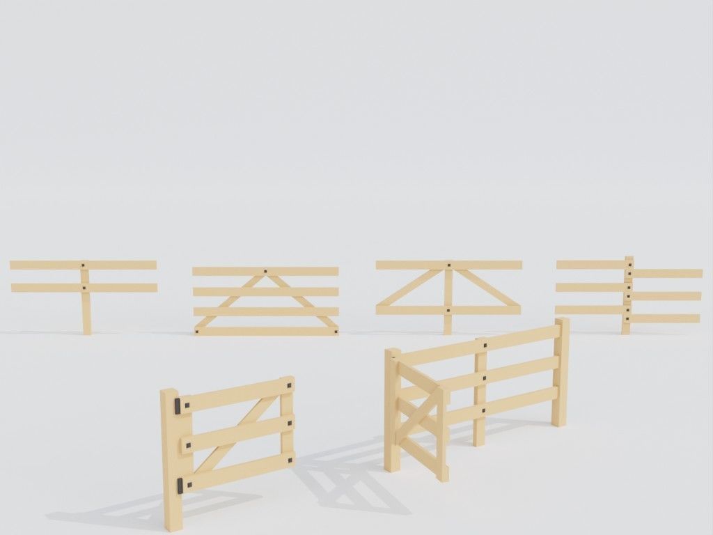 3D model Low poly set of fences VR / AR / low-poly | CGTrader