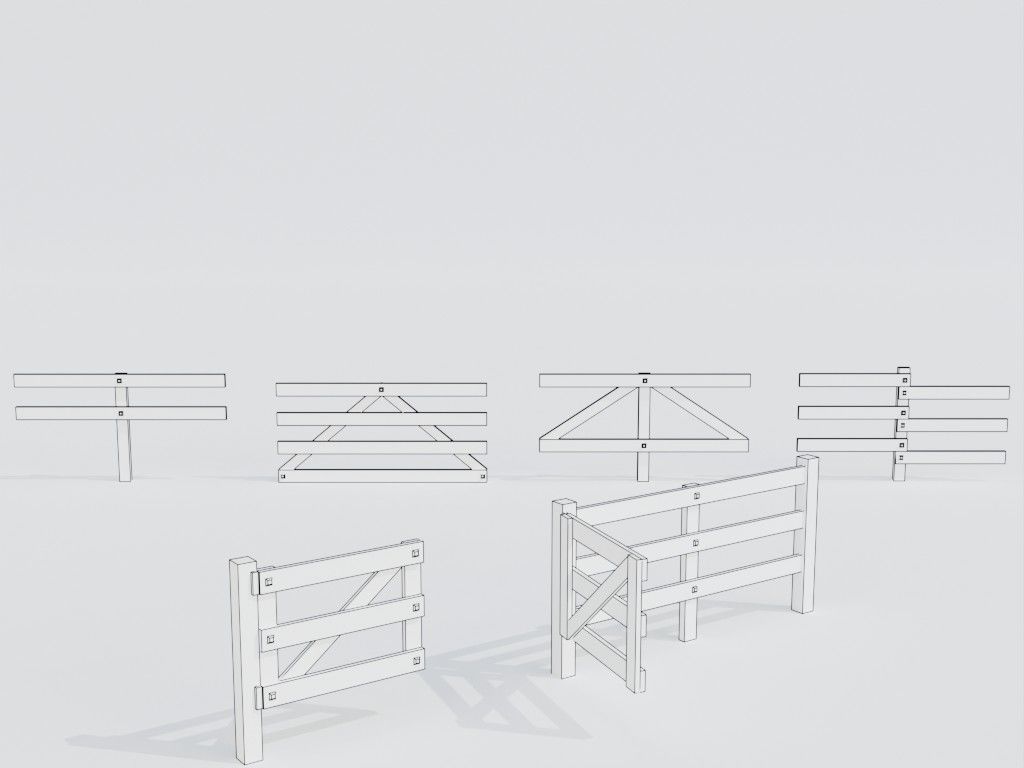 3D model Low poly set of fences VR / AR / low-poly | CGTrader