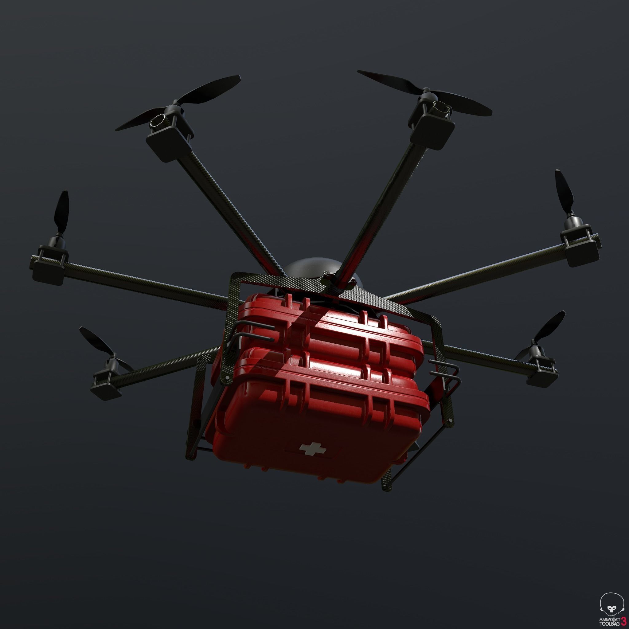 Cargo drone-medic and package 3D model | CGTrader