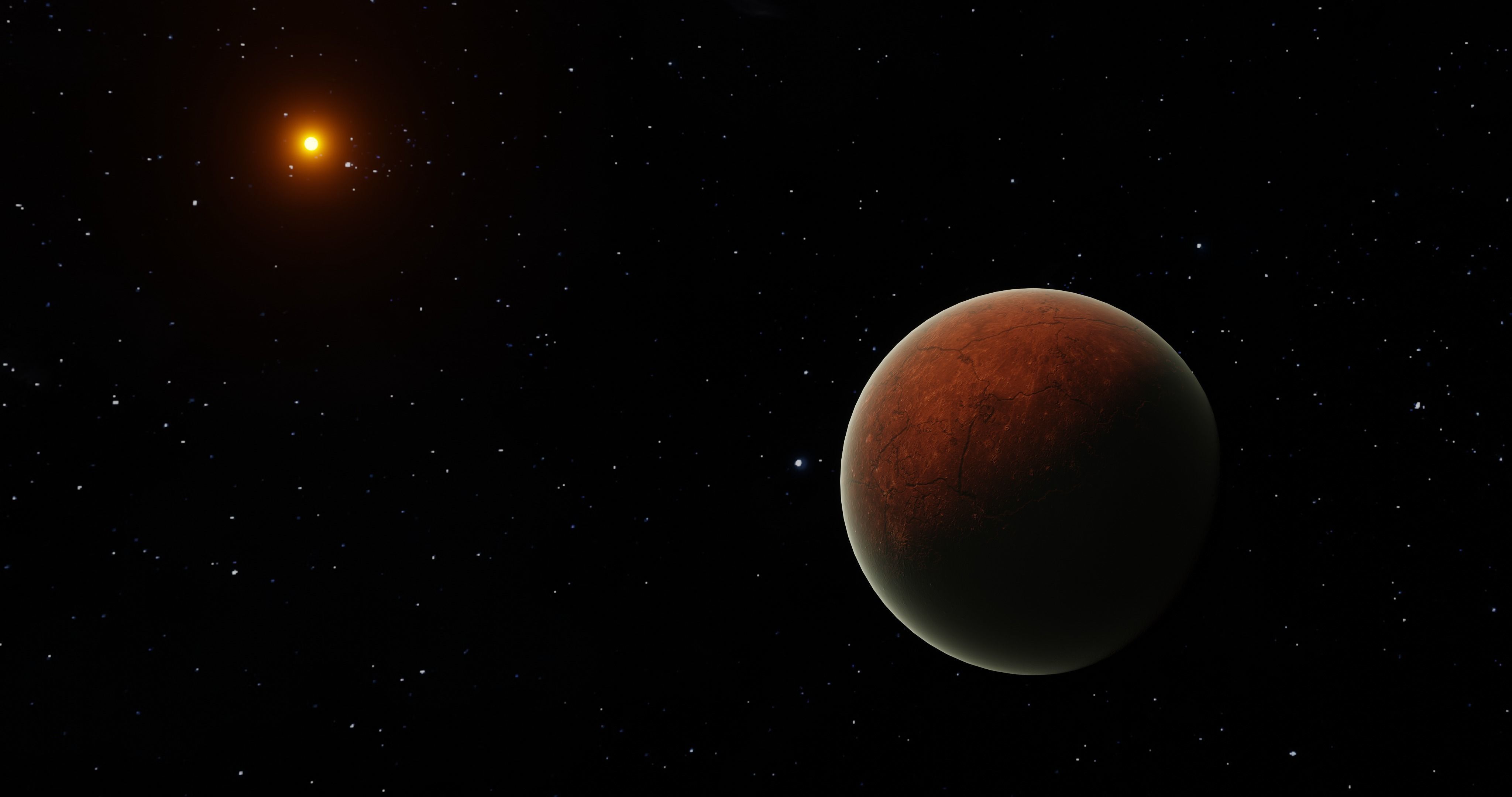 Red Alien Planet orbiting a star - includes 8k mercury texture 3D model ...