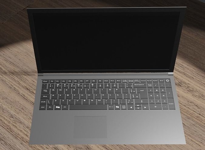 3D model Laptop on wooden table VR / AR / low-poly | CGTrader