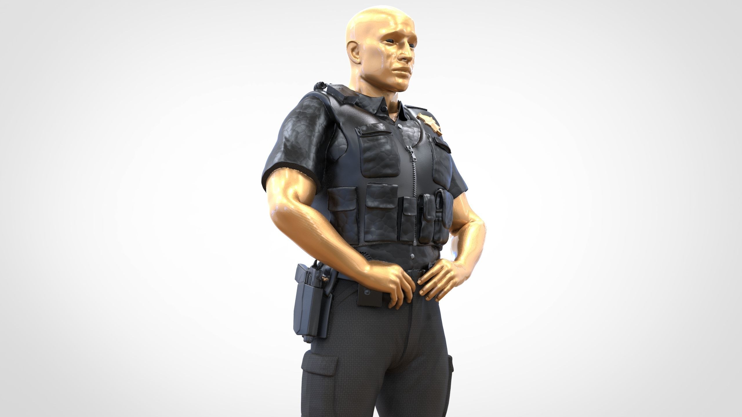 N1 American Police Officer Miniature Updated Pose 3D model 3D printable ...