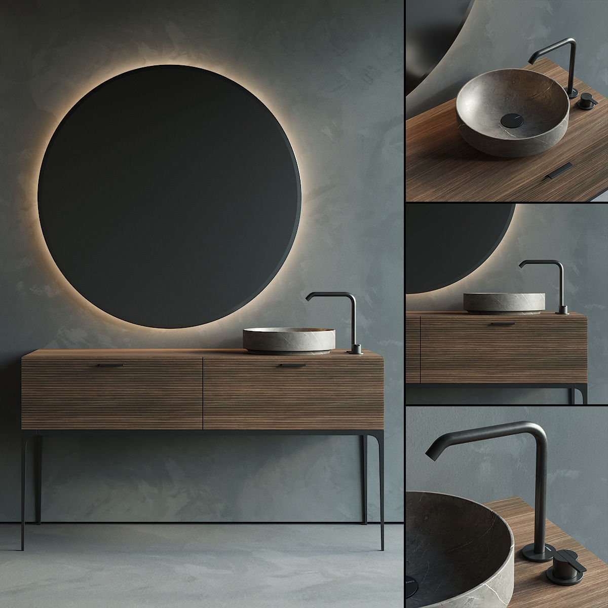 Inbani Grate 03 Vanity Unit Set 2 3D model | CGTrader