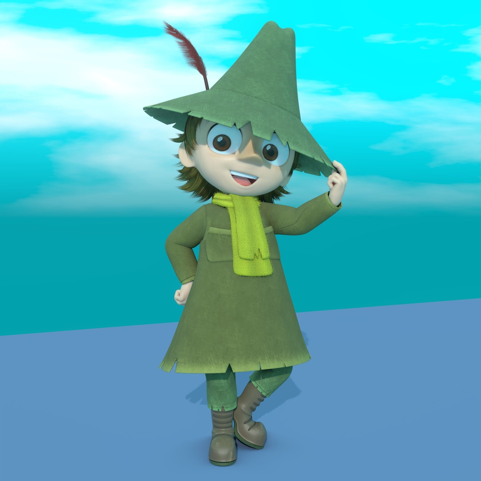 Snufkin Fully Rigged Fanmade 3D model rigged OBJ FBX BLEND
