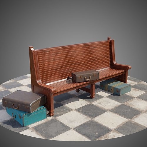 3D model Trainstation bench VR / AR / low-poly | CGTrader