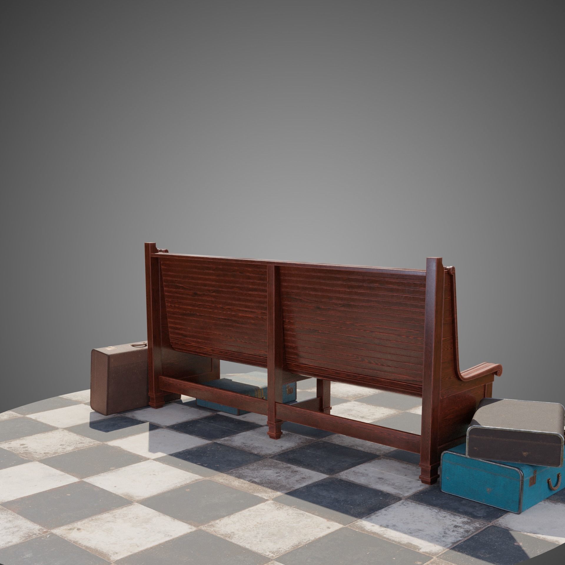 3D model Trainstation bench VR / AR / low-poly | CGTrader