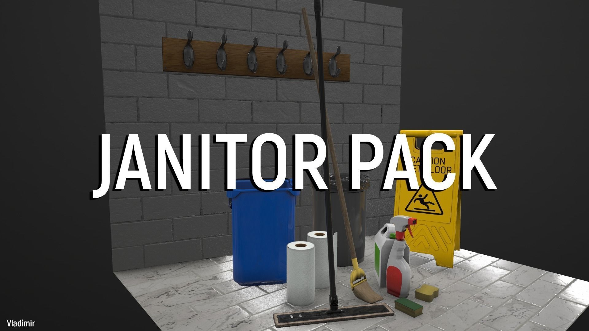 3D model GAME READY Janitor pack VR / AR / low-poly | CGTrader