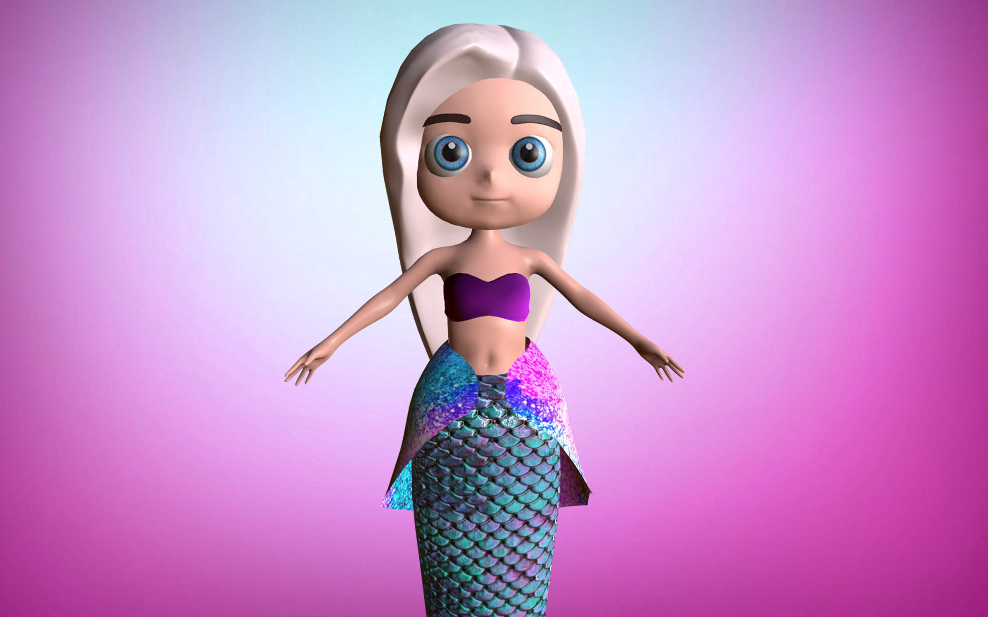 3D model Sweet mermaid III VR / AR / low-poly | CGTrader