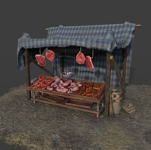 3D model Medieval Style Meat Stall VR / AR / low-poly | CGTrader