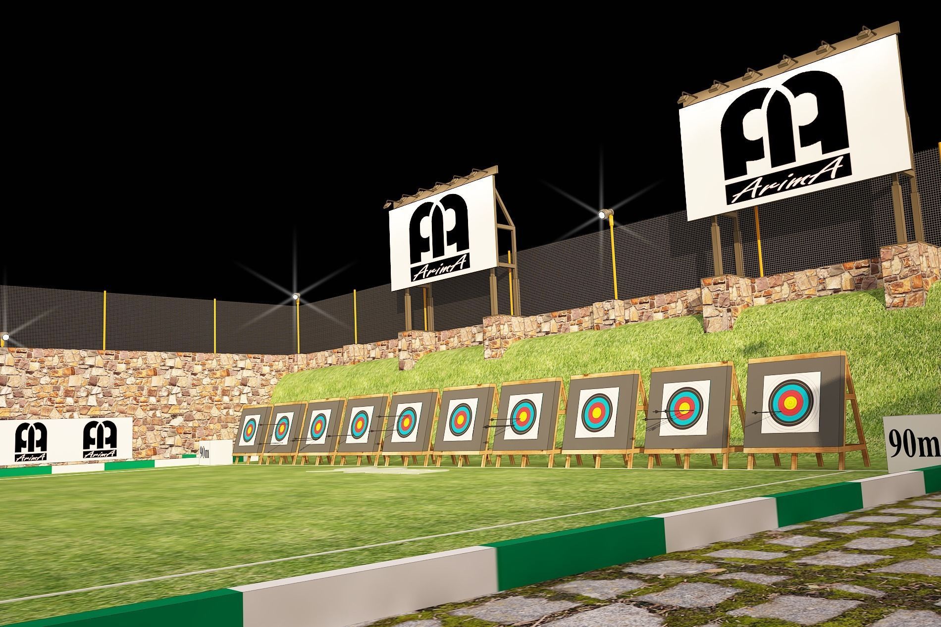 3D archery site with full details and realistic standards 3D model ...